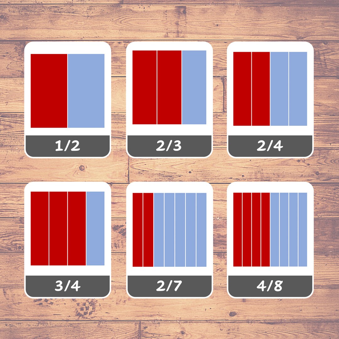 Square Fractions - Flash Cards | 55 Montessori Cards | Homeschooling ...