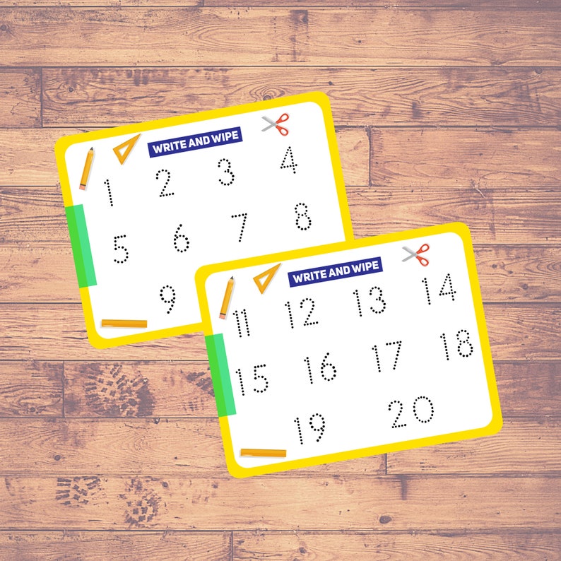 Writing Numbers (1 to 20) - Write & Wipe Mat | Montessori | Educational ...