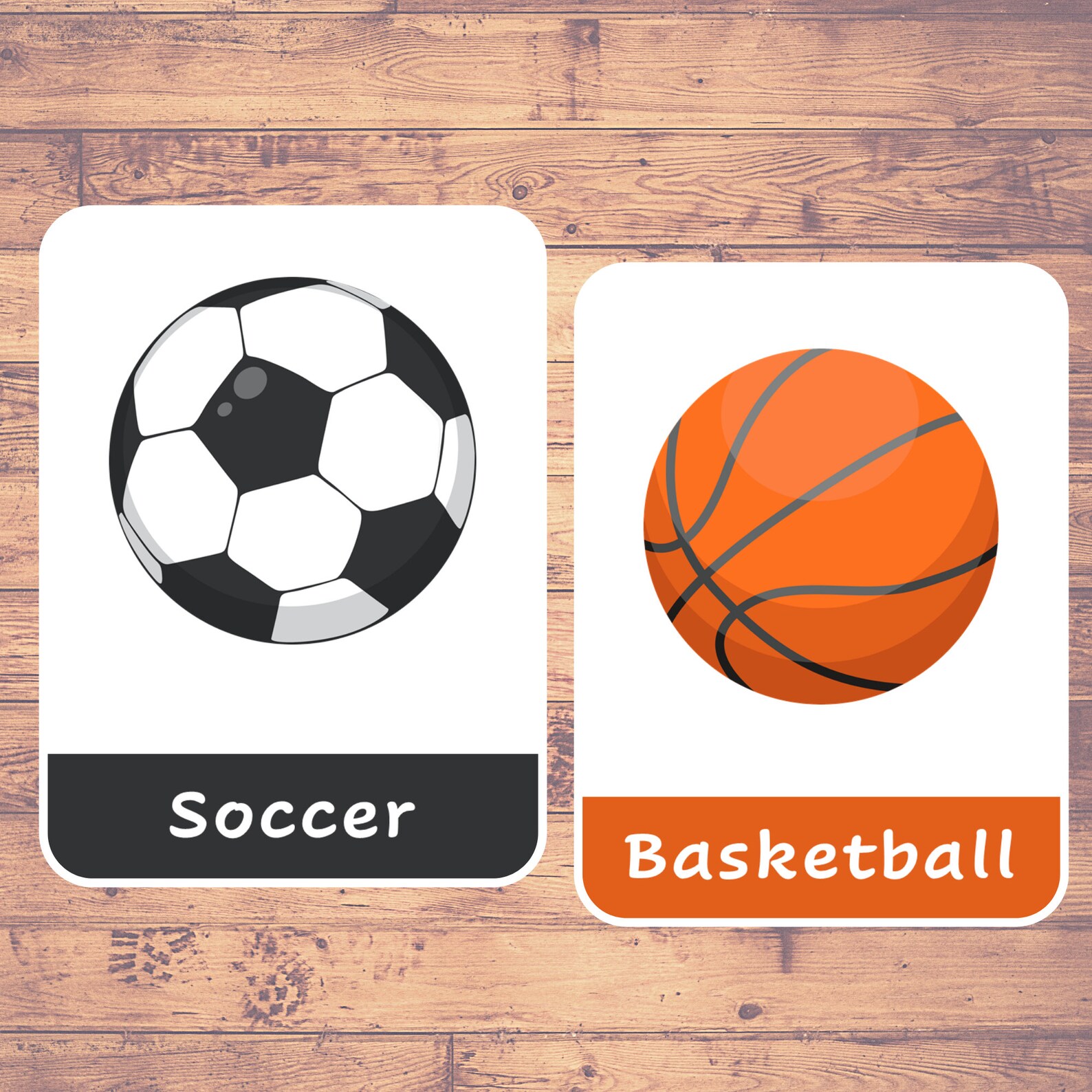 Sport Balls Flash Cards 26 Montessori Cards Early - Etsy