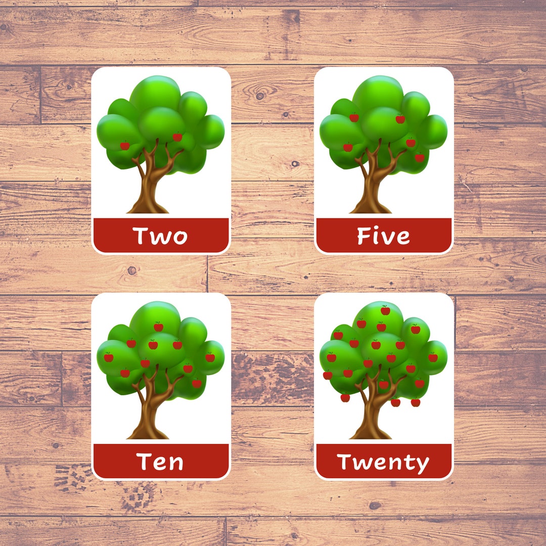 Counting APPLES Tree (20 Cards) - Flash Cards | Math | Montessori ...