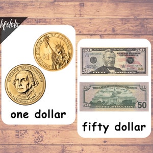 Money Flash Cards, 17 Montessori Cards, US Coins, Memory Games, 3 Part ...