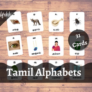 Tamil Alphabets With Words Flash Cards, English Pronunciation ...