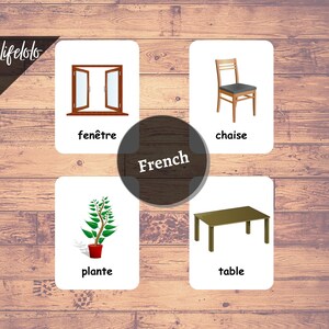 Household Items FRENCH Flash Cards, English Bilingual Cards, Montessori ...