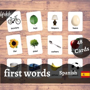 First Words SPANISH Version - English Bilingual Cards | 48 Spanish ...