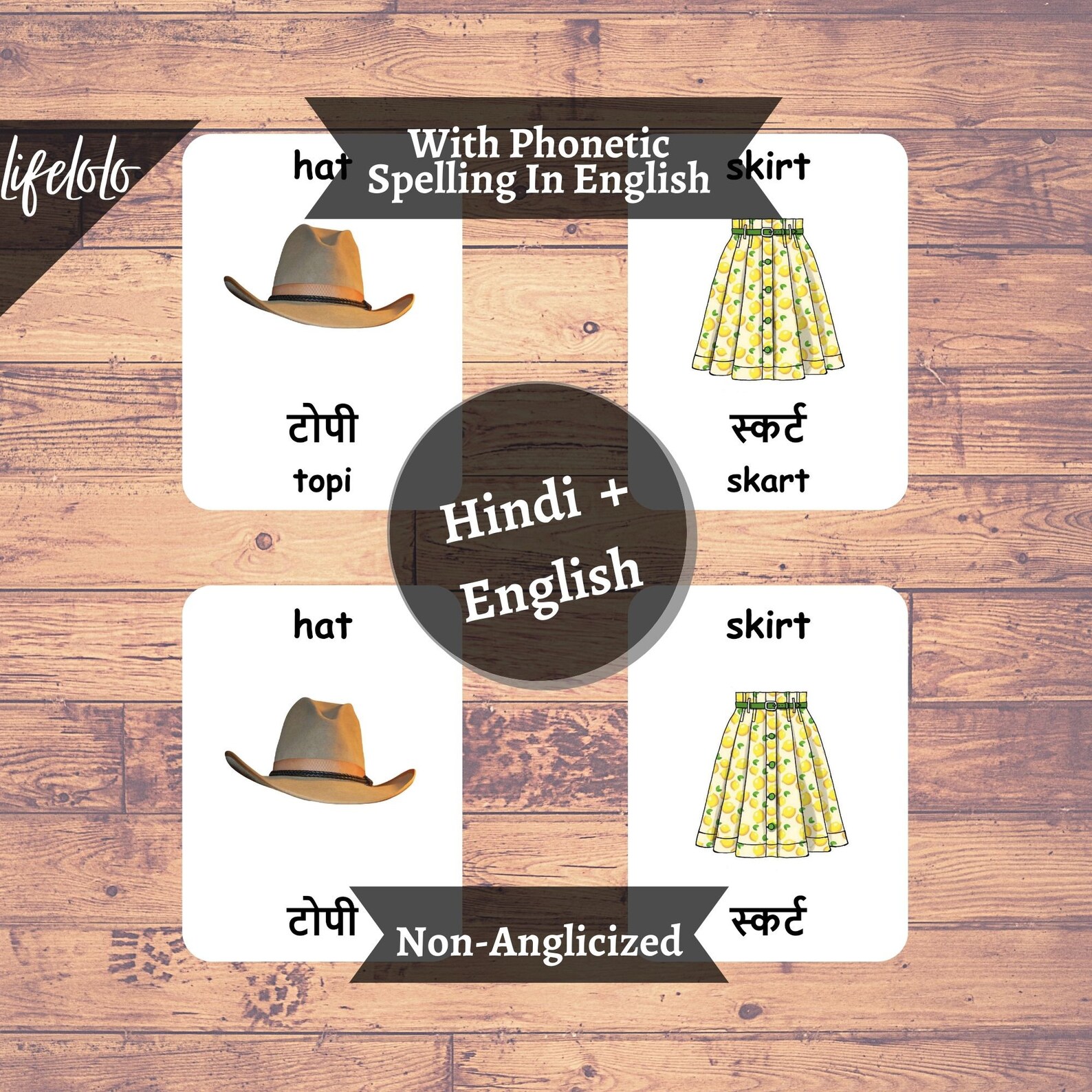 Clothing Hindi Flash Cards English Bilingual Cards Clothing | Etsy