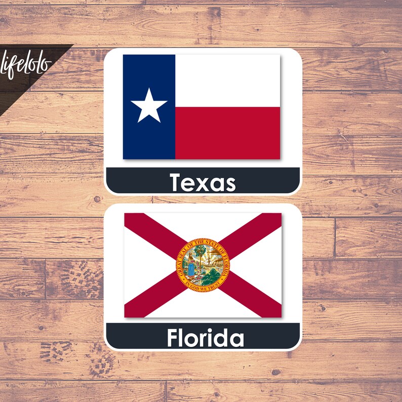 United States Flags, State Flash Cards, Montessori Cards, 3 Part Card ...