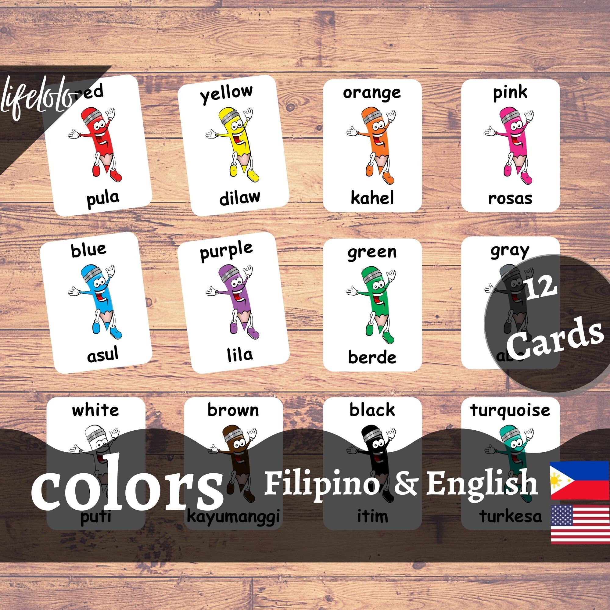 Filipino Laminated Flash Cards Handmade Flash Cards - Etsy