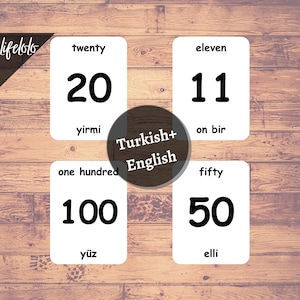 Numbers in Turkish (30 Cards) - Turkish Flash Cards | Montessori Math ...