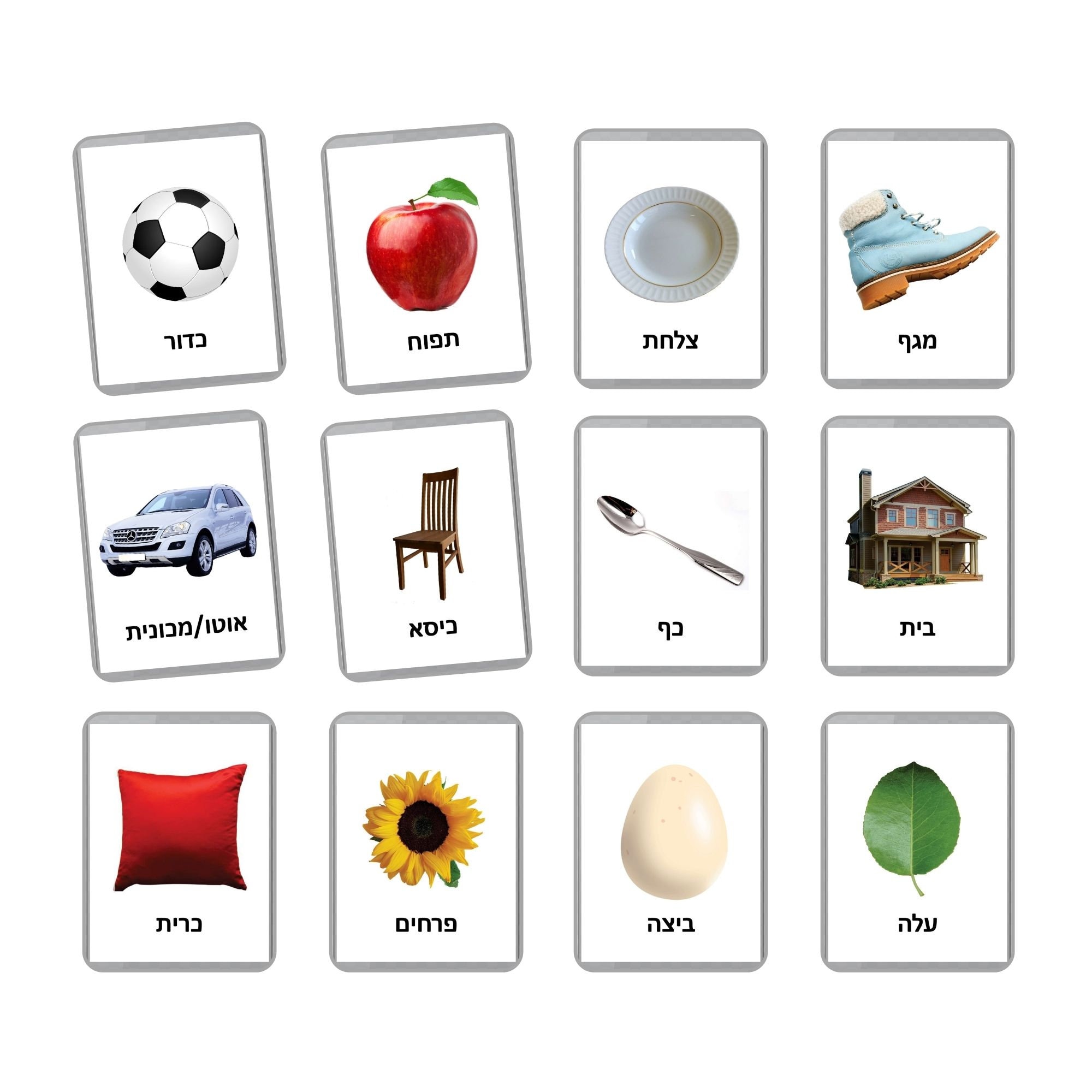 Hebrew Laminated Flash Cards | Handmade Flash Cards | Laminated Three ...