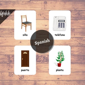 Household Items Spanish Flash Cards, English Bilingual Cards ...