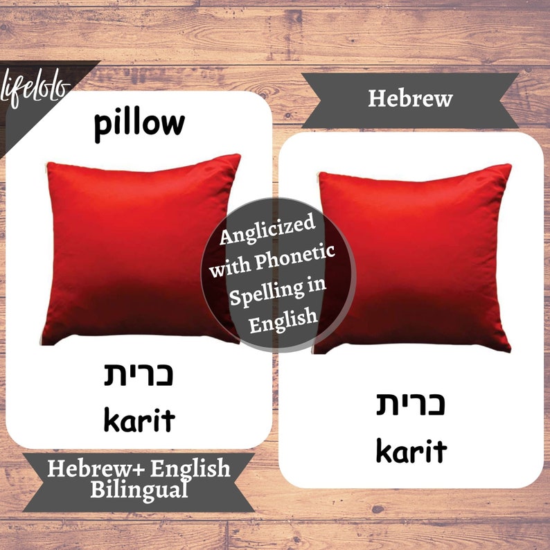 First Words HEBREW Version English Bilingual Cards 48 - Etsy