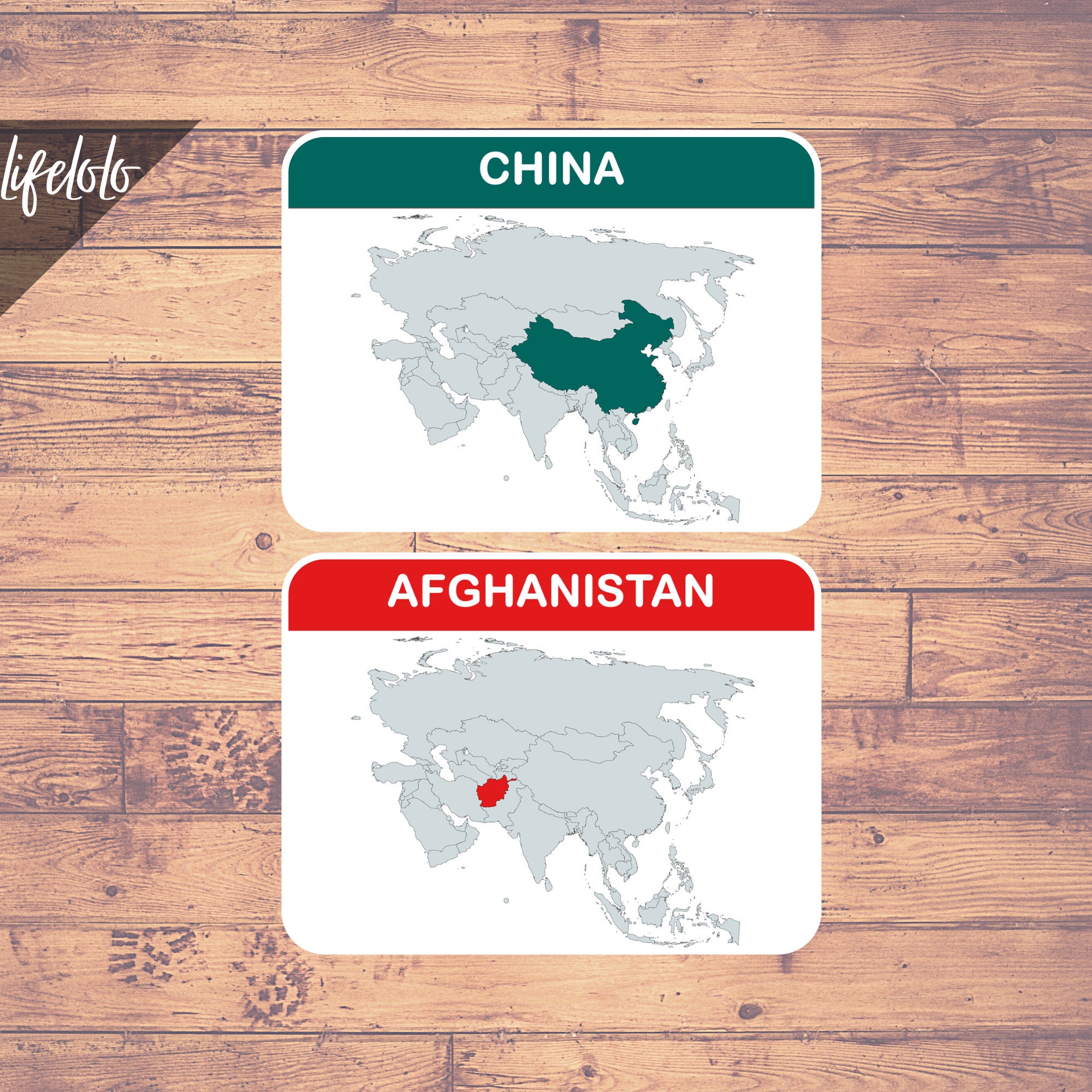ASIA Map Flash Cards Montessori Cards Three Part Cards | Etsy