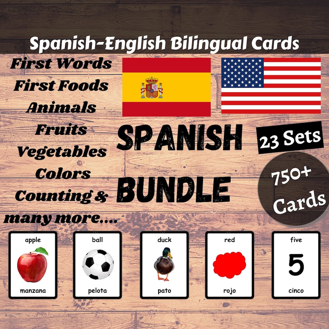 SPANISH Flash Cards BUNDLE - Spanish English Bilingual Cards | Spanish ...