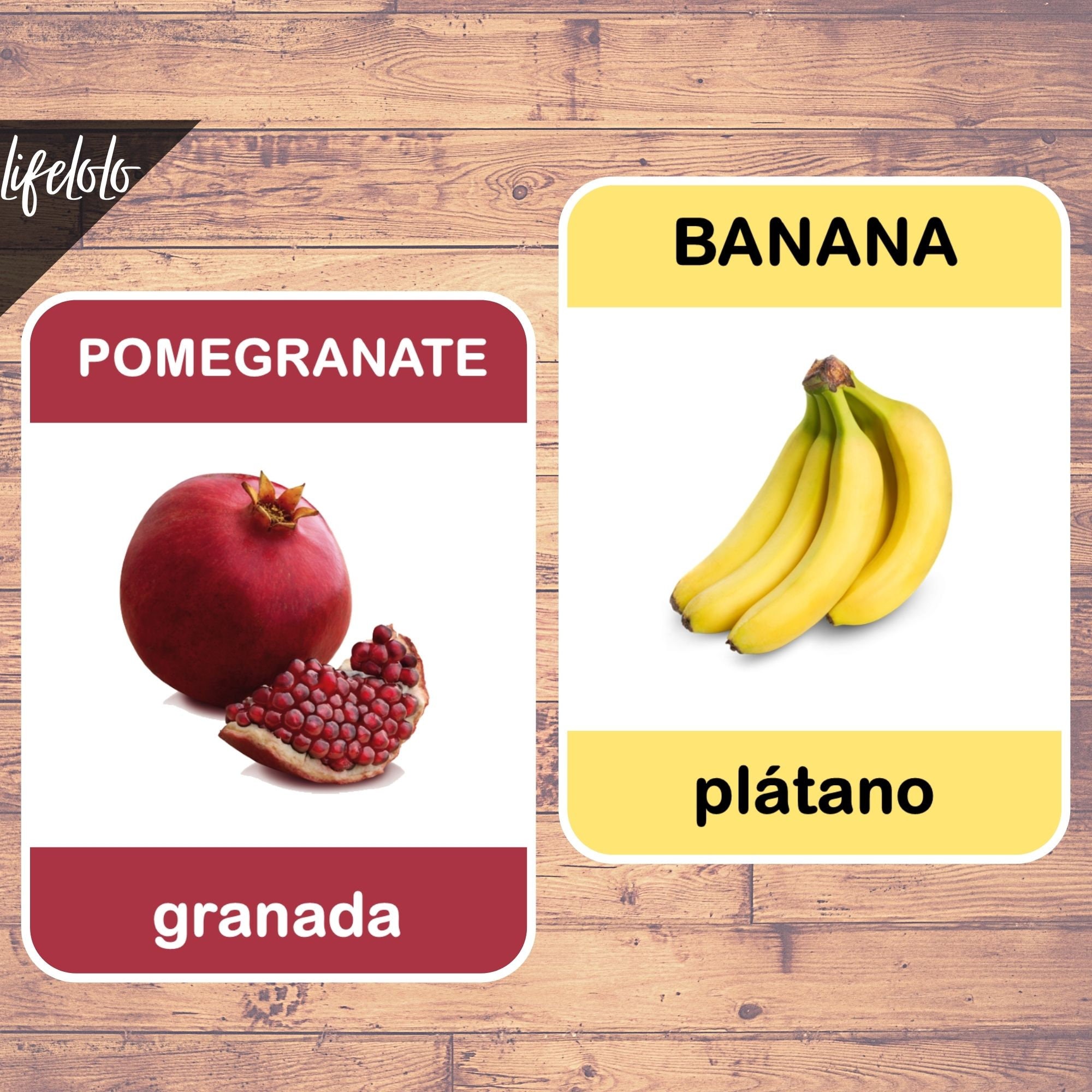 Fruits SPANISH Version English Bilingual Cards 45 Spanish - Etsy
