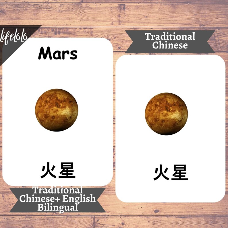Solar System - Traditional CHINESE Flash Cards | Montessori Printable ...