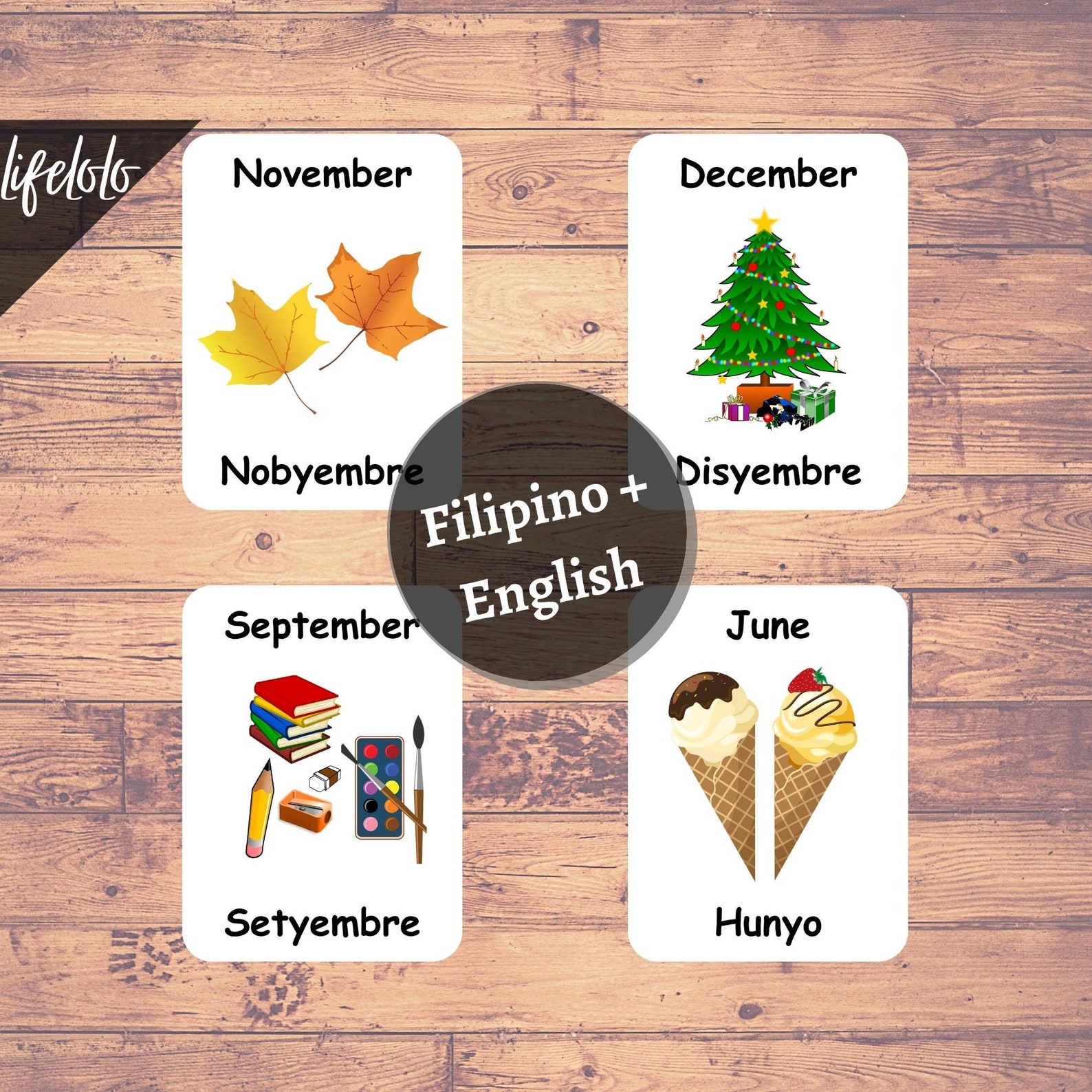 Months of the Year FILIPINO Flash Cards 12 Bilingual Cards - Etsy Canada