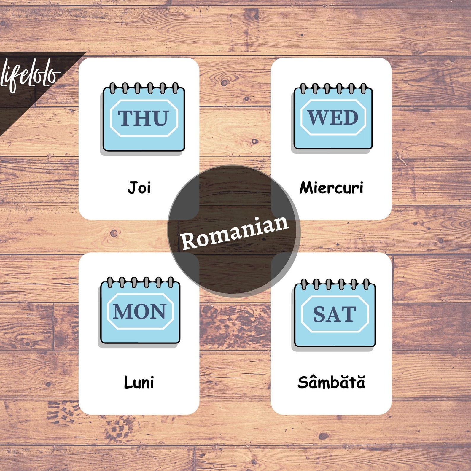 Days of the Week ROMANIAN English Bilingual Cards 12 | Etsy