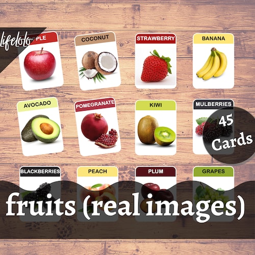 FRUITS real Pictures 45 Flash Cards Montessori Materials - Etsy
