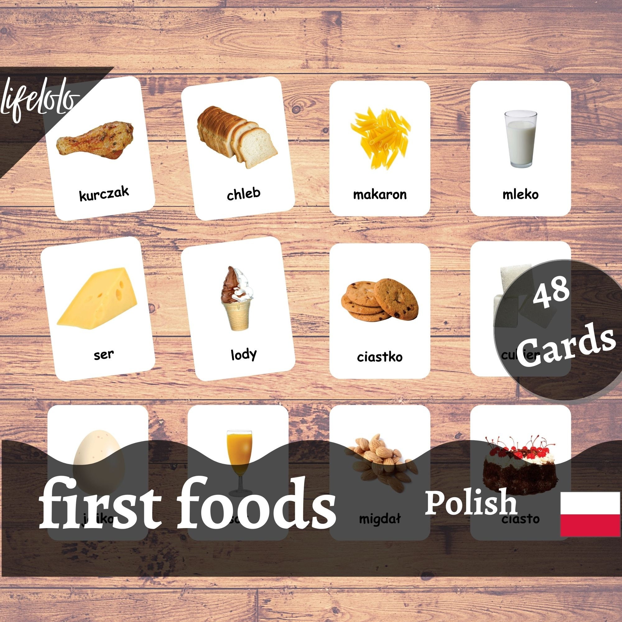 First Foods POLISH 48 Polish Flash Cards English Bilingual | Etsy