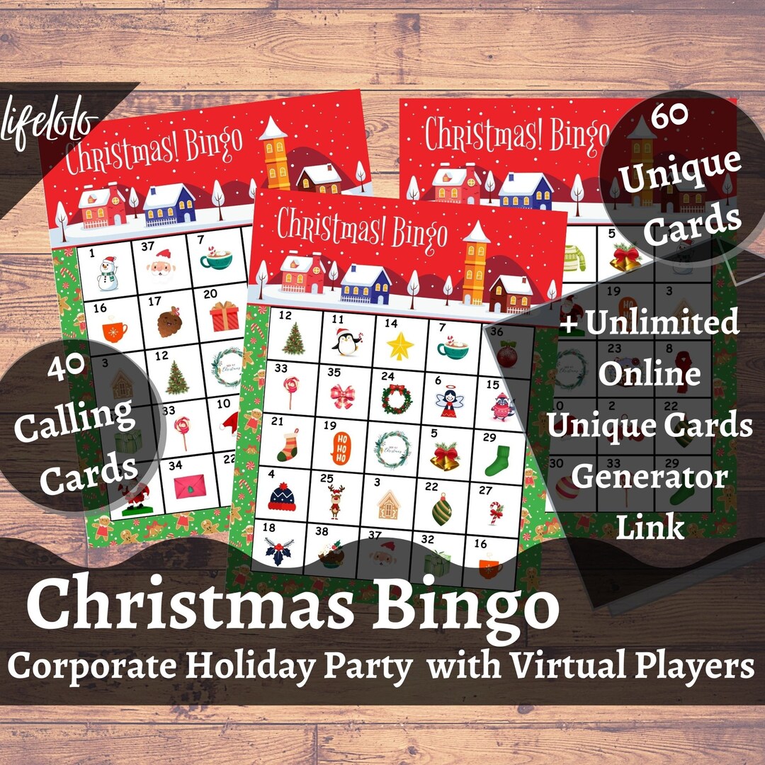 Christmas BINGO (virtual + Printable Cards), Holiday Party Bingo ...