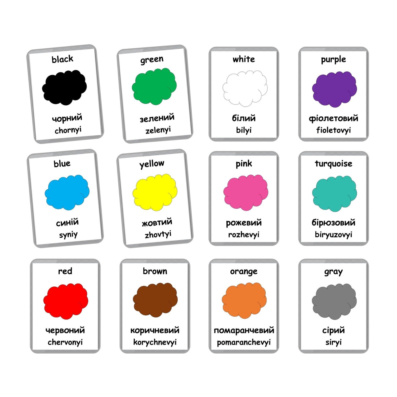 Ukrainian Flash Cards Printed Laminated Flashcards in - Etsy