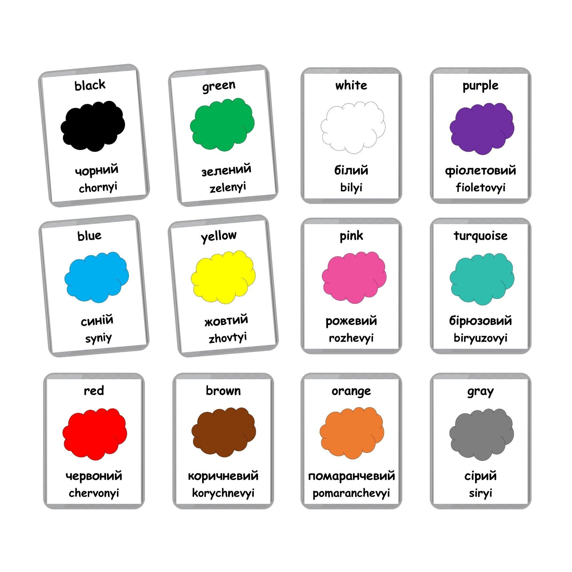 Ukrainian Flash Cards, Printed Laminated Flashcards in Ukrainian and ...