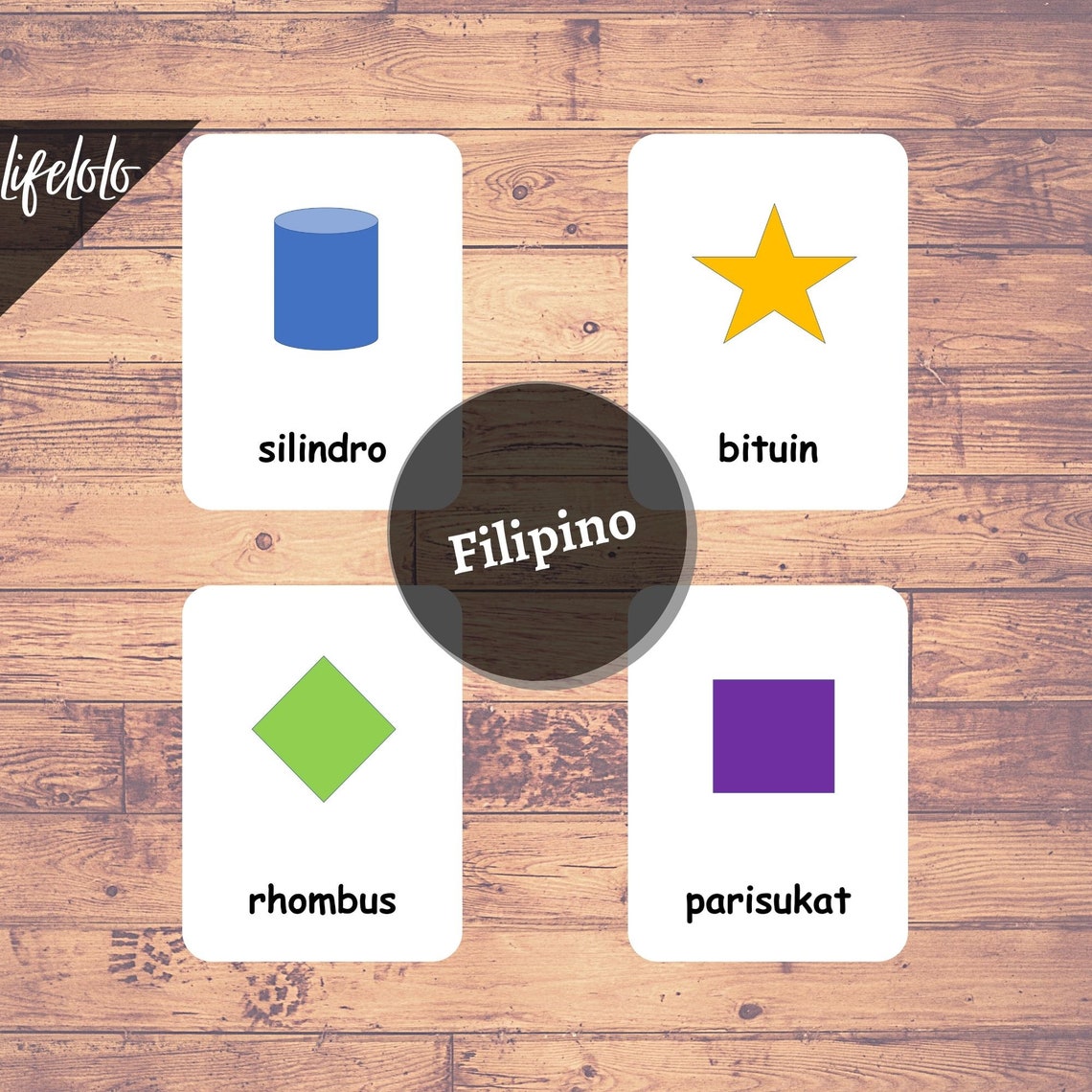 Shapes FILIPINO Flash Cards English Bilingual Cards - Etsy Canada