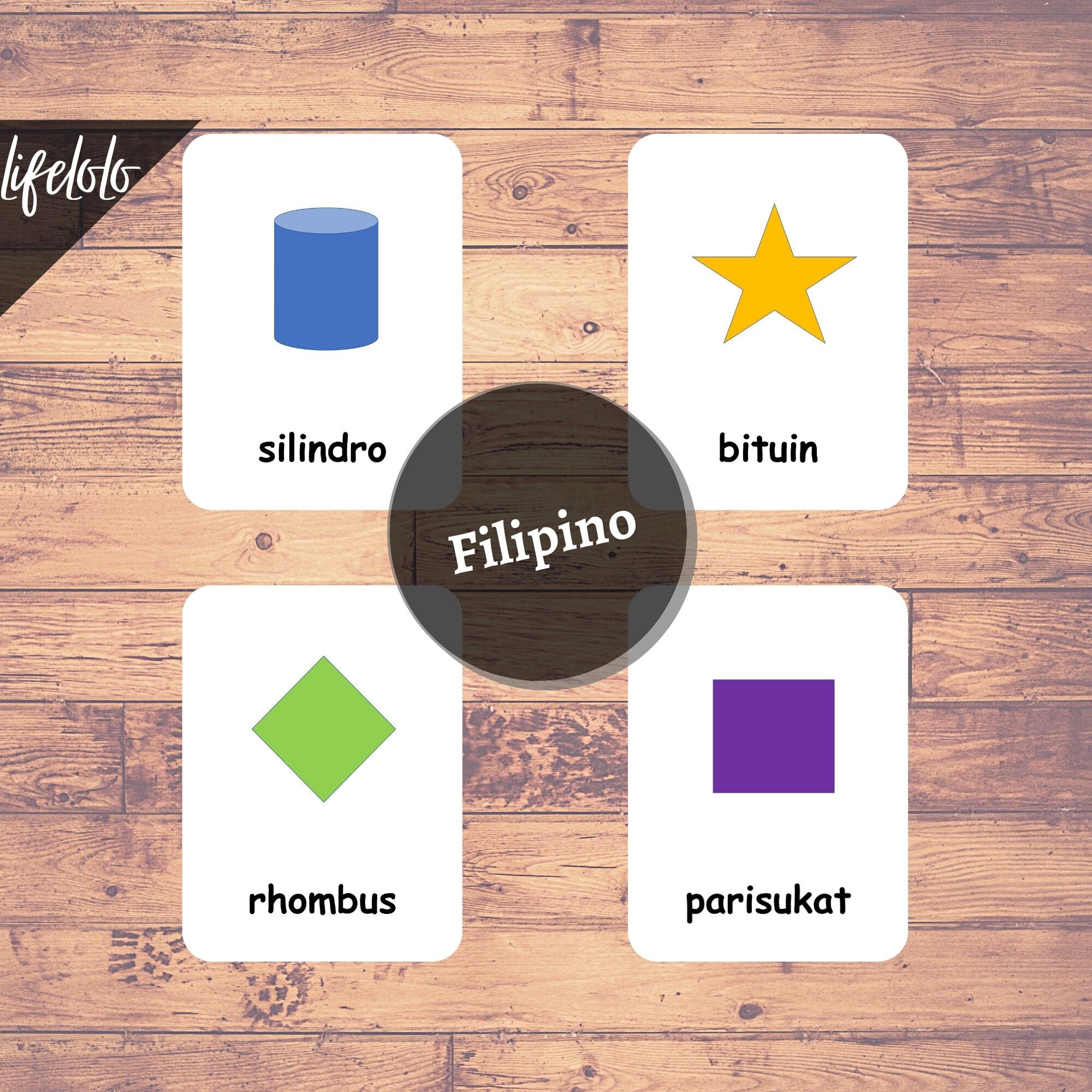 Shapes FILIPINO Flash Cards | English Bilingual Cards | Geometric ...