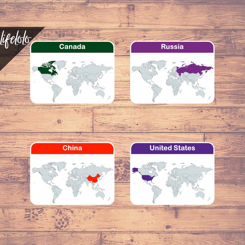 WORLD MAP Flash Cards Montessori Material Map of the World - Etsy