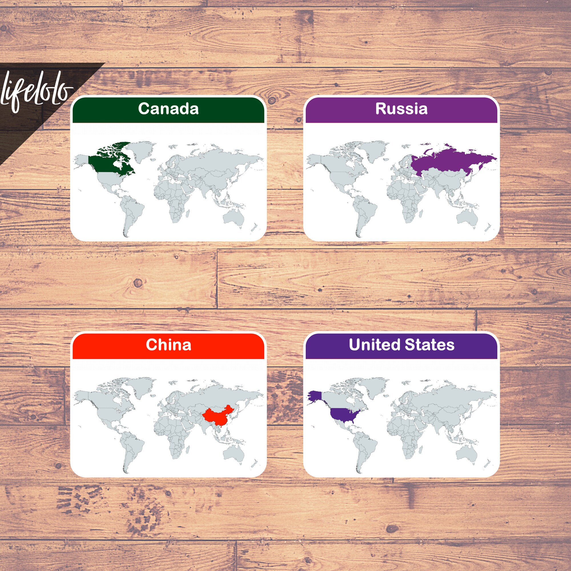 WORLD MAP Flash Cards Montessori Material Map of the World - Etsy