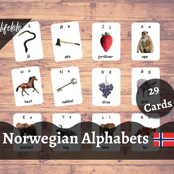Norwegian Alphabets Flash Cards Norwegian Montessori Cards | Etsy