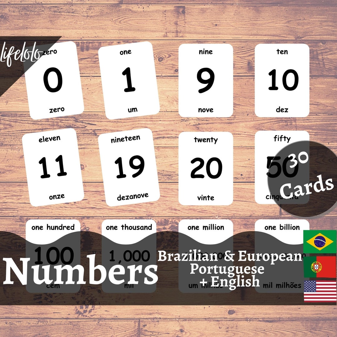 Numbers in Portuguese (30 Cards) - Portuguese Flash Cards | Montessori ...