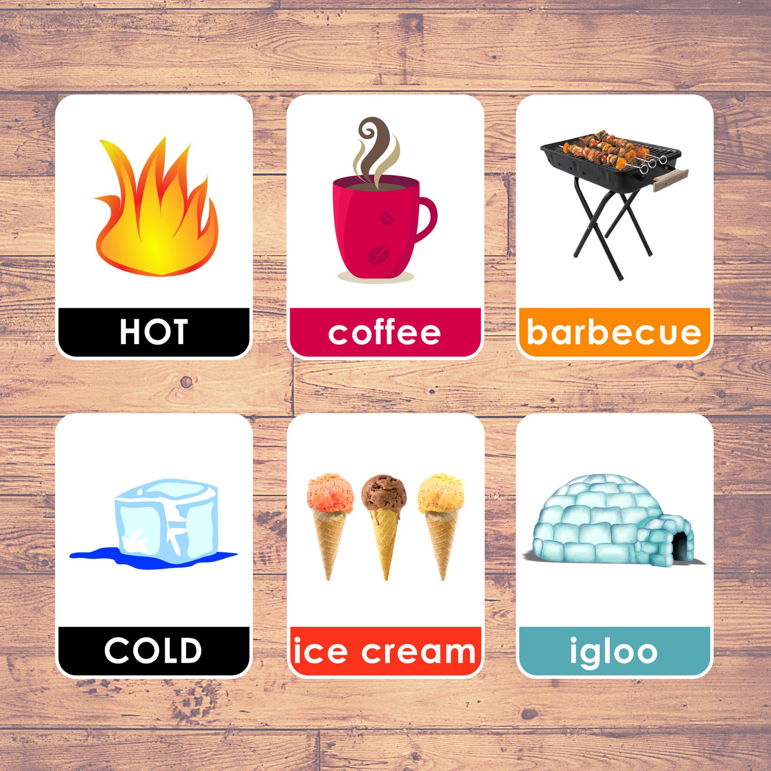 Hot or Cold 30 Cards Sorting Cards Montessori | Etsy