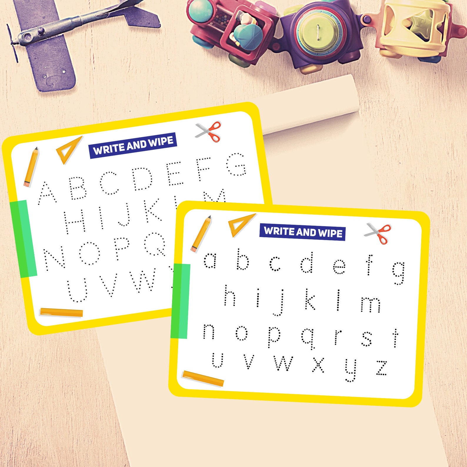Writing Alphabets uppercase Lowercase Write & Wipe Mat - Etsy