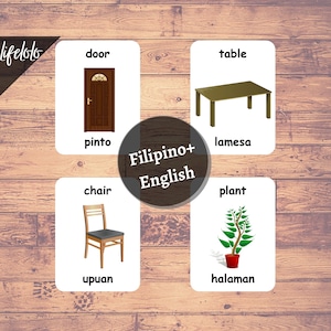 Household Items Filipino Flash Cards, English Bilingual Cards ...