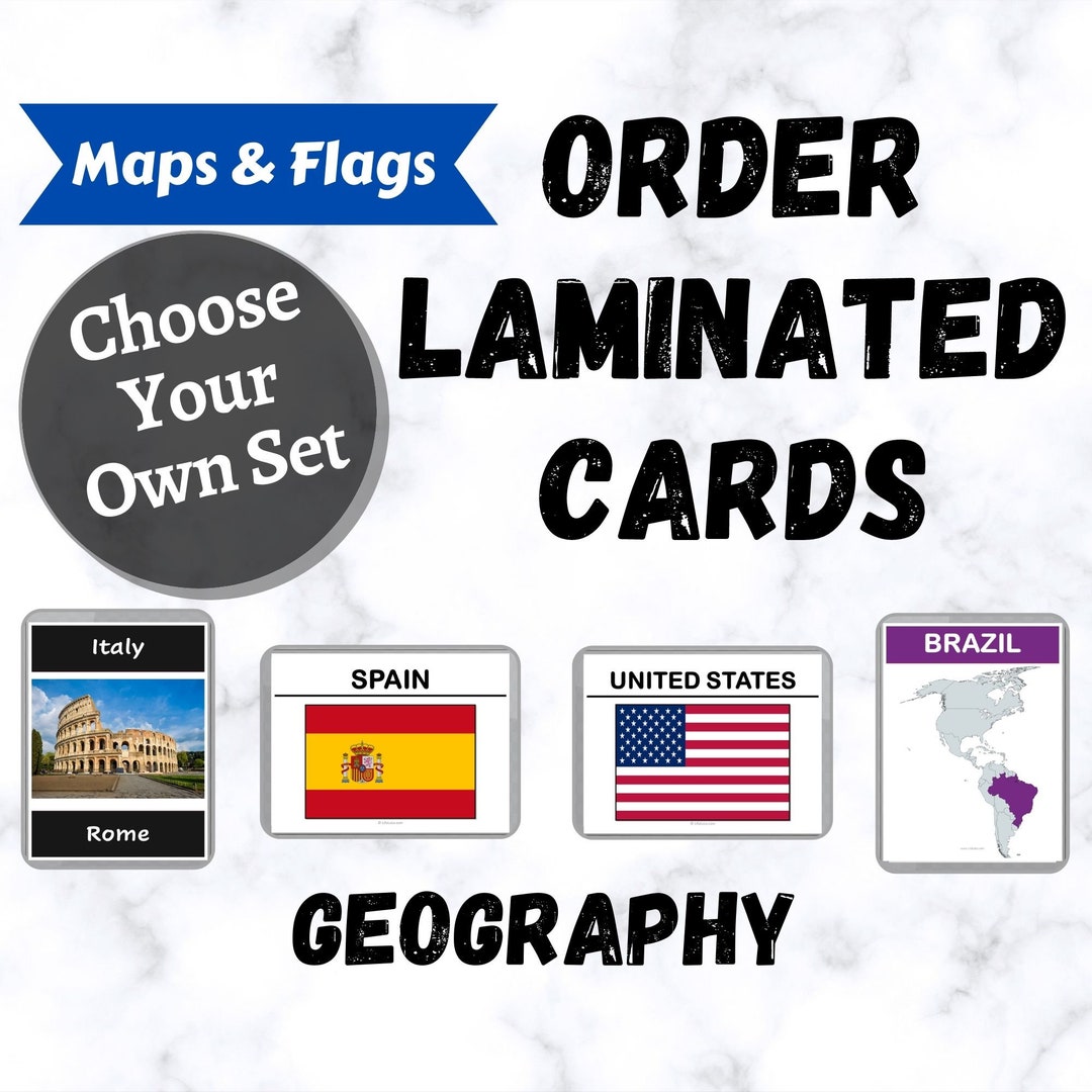 Printed Laminated Cards | Geography | Maps | Flags | Currencies | World ...