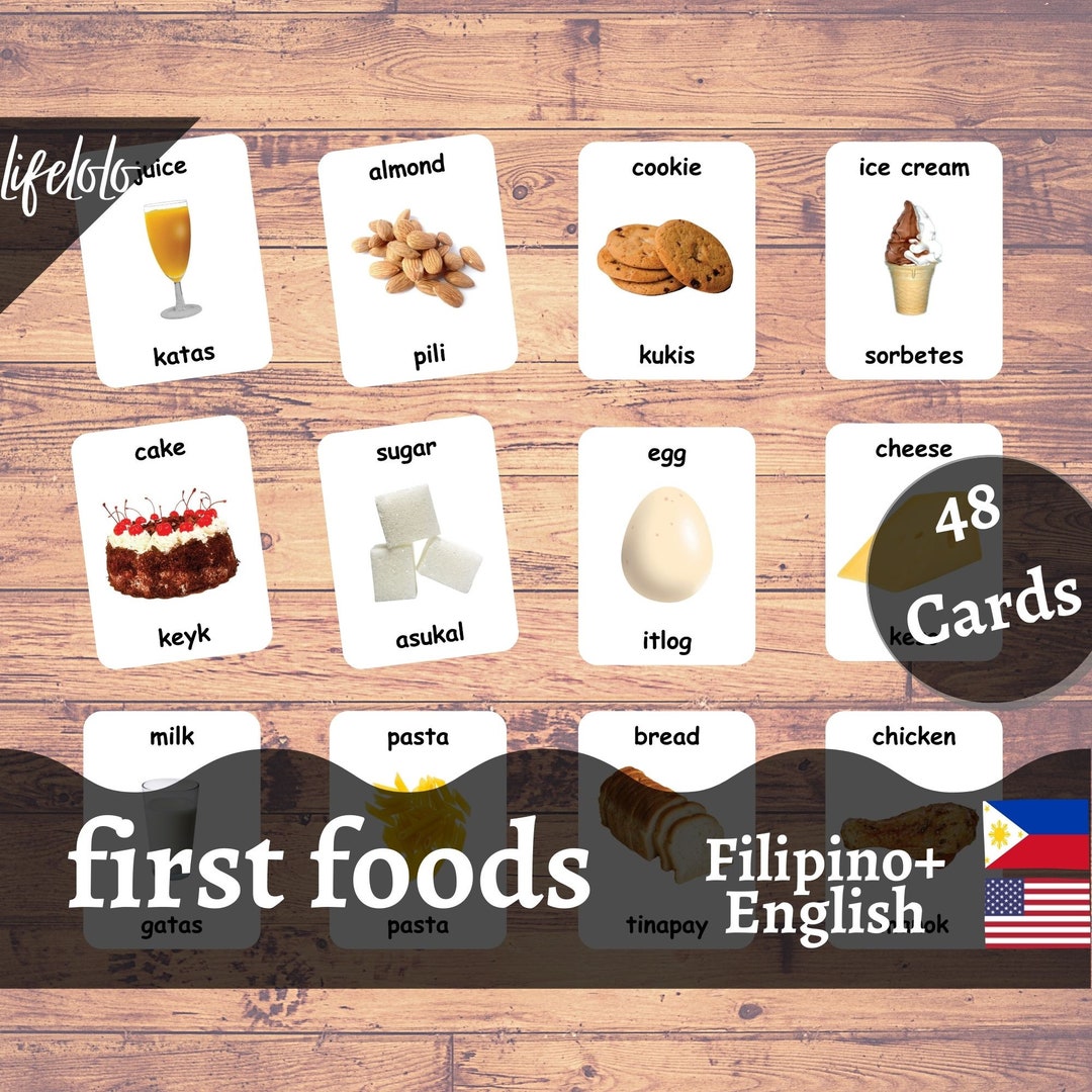 First Foods - FILIPINO, 48 Filipino Flash Cards, English Bilingual ...