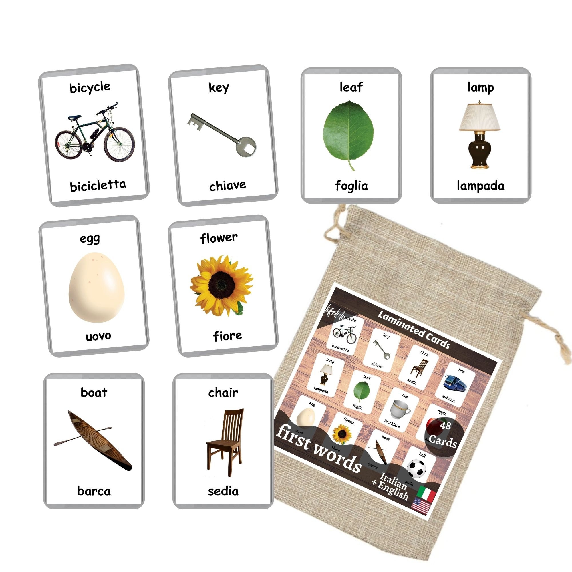 Italian Laminated Flash Cards Handmade Flash Cards - Etsy