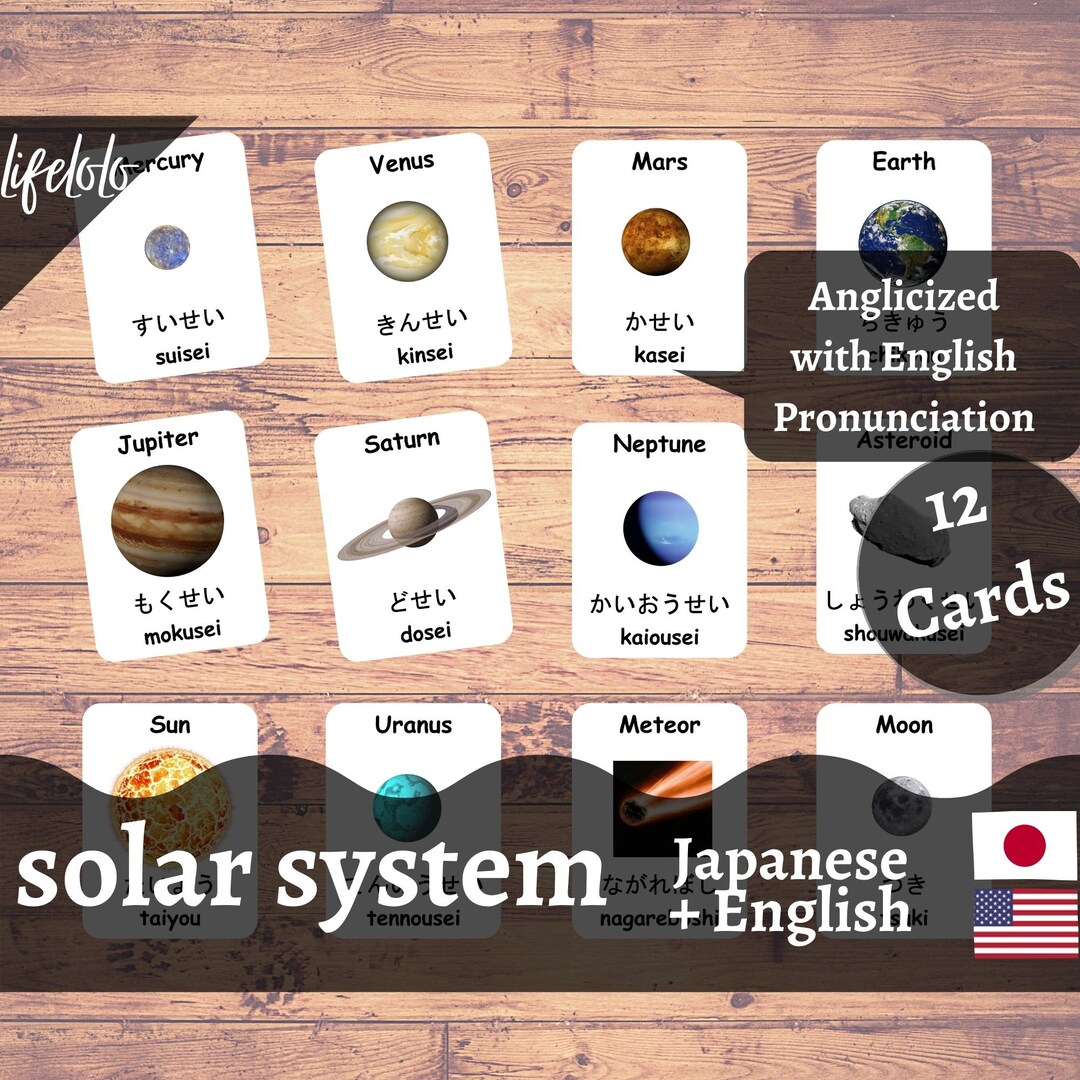 Solar System - JAPANESE Flash Cards | Montessori Cards | Japanese ...