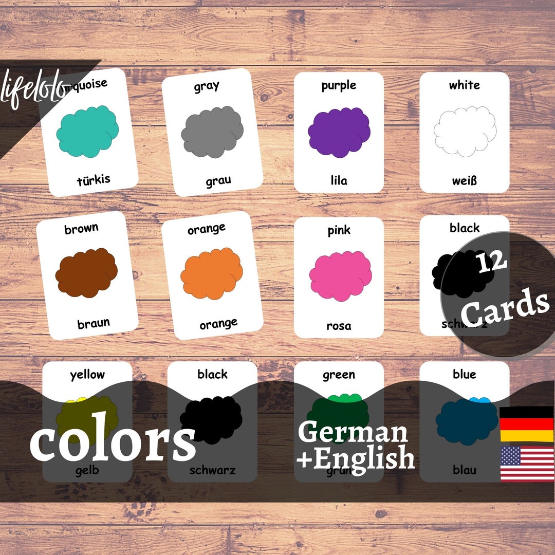 Colors GERMAN Version - English Bilingual Cards | 12 German Flash Cards ...