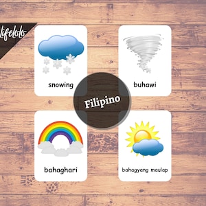 Weather Cards in FILIPINO | Tagalog Flash Cards | English Bilingual ...