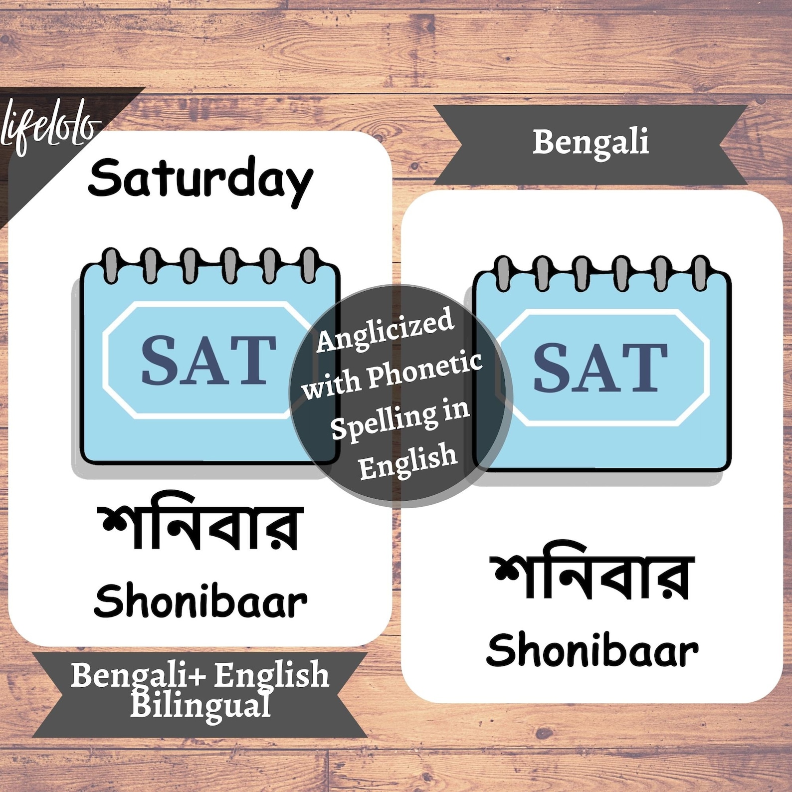 Days of the Week | BENGALI | English Bilingual Cards | 12 Bengali Flash ...