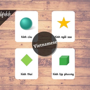Shapes VIETNAMESE Flash Cards | English Bilingual Cards | Geometric ...
