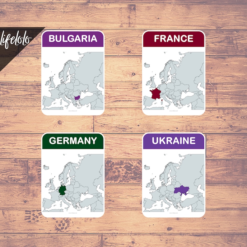 EUROPE Maps Flash Cards 54 Nomenclature Cards Montessori - Etsy