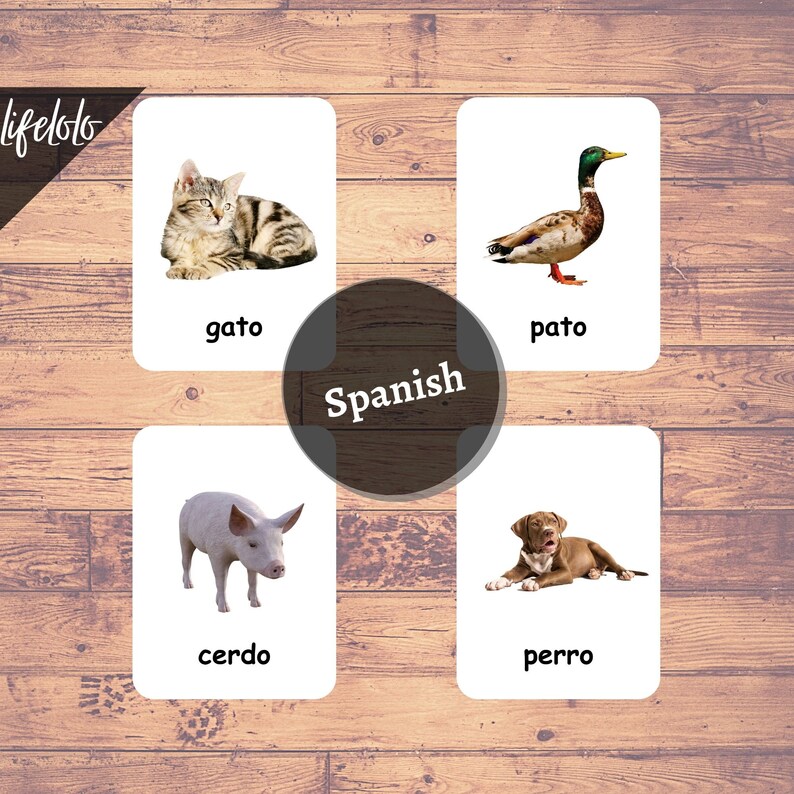 Farm Animals | SPANISH | English Bilingual Cards | 27 Spanish Language ...