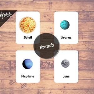 Solar System - French Flash Cards | Montessori Cards | French Printable ...