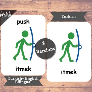 Antonyms Turkish Flashcards, English Bilingual Cards, 104 Opposite ...