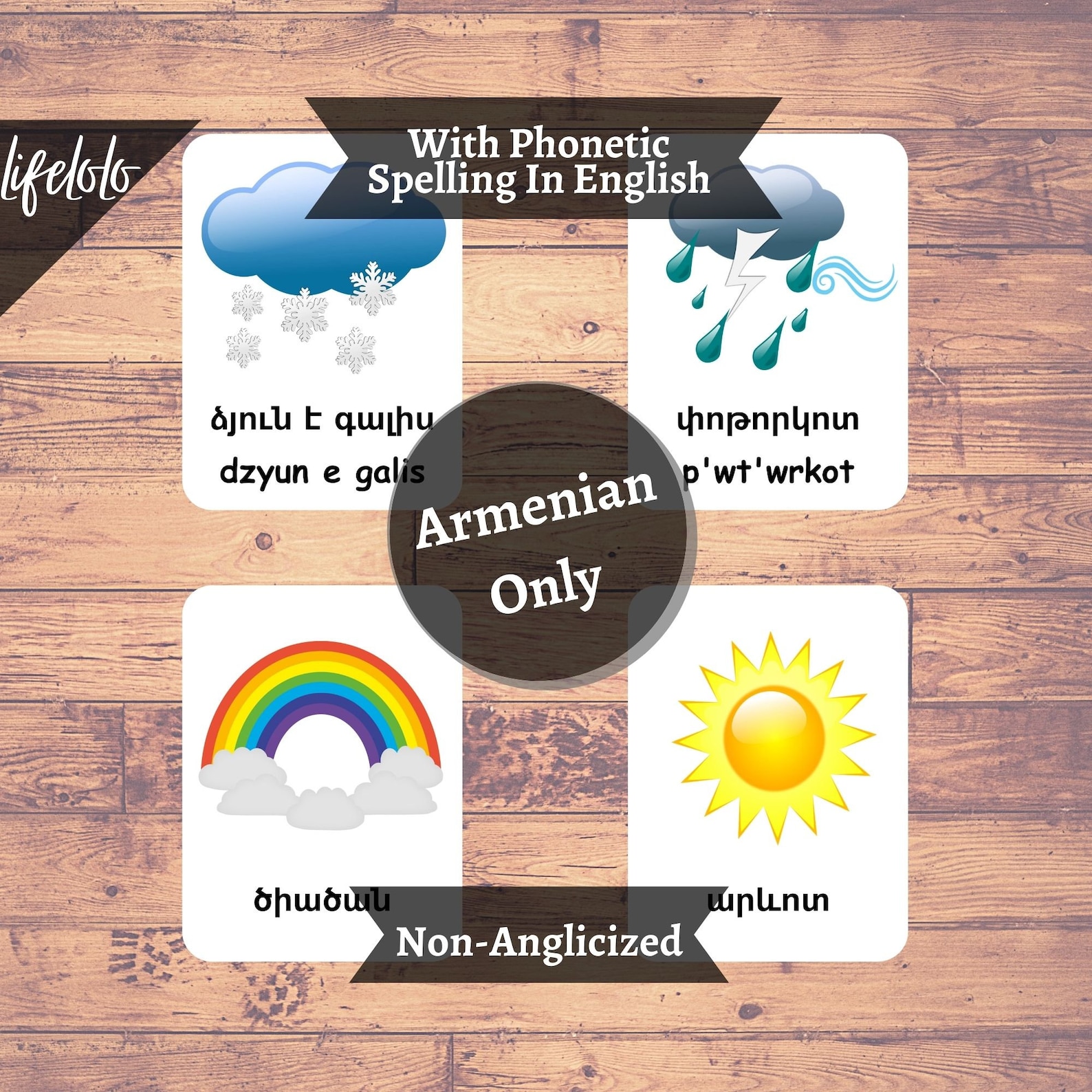 Weather Cards in ARMENIAN | Armenian Flash Cards | English Bilingual ...