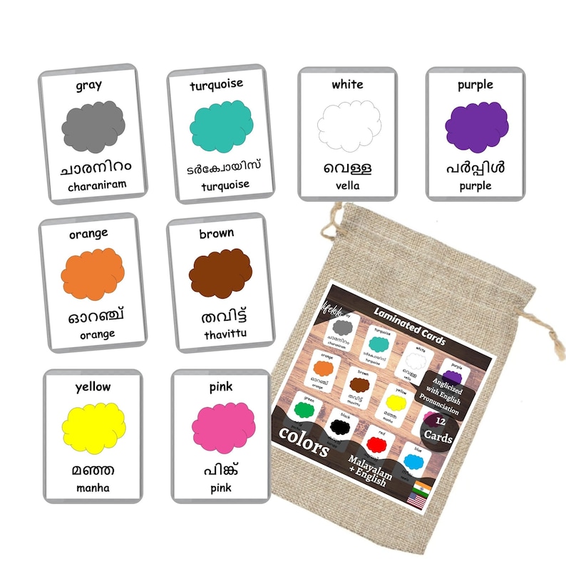 Malayalam Flash Cards, Printed Laminated Flashcards in Malayalam and ...