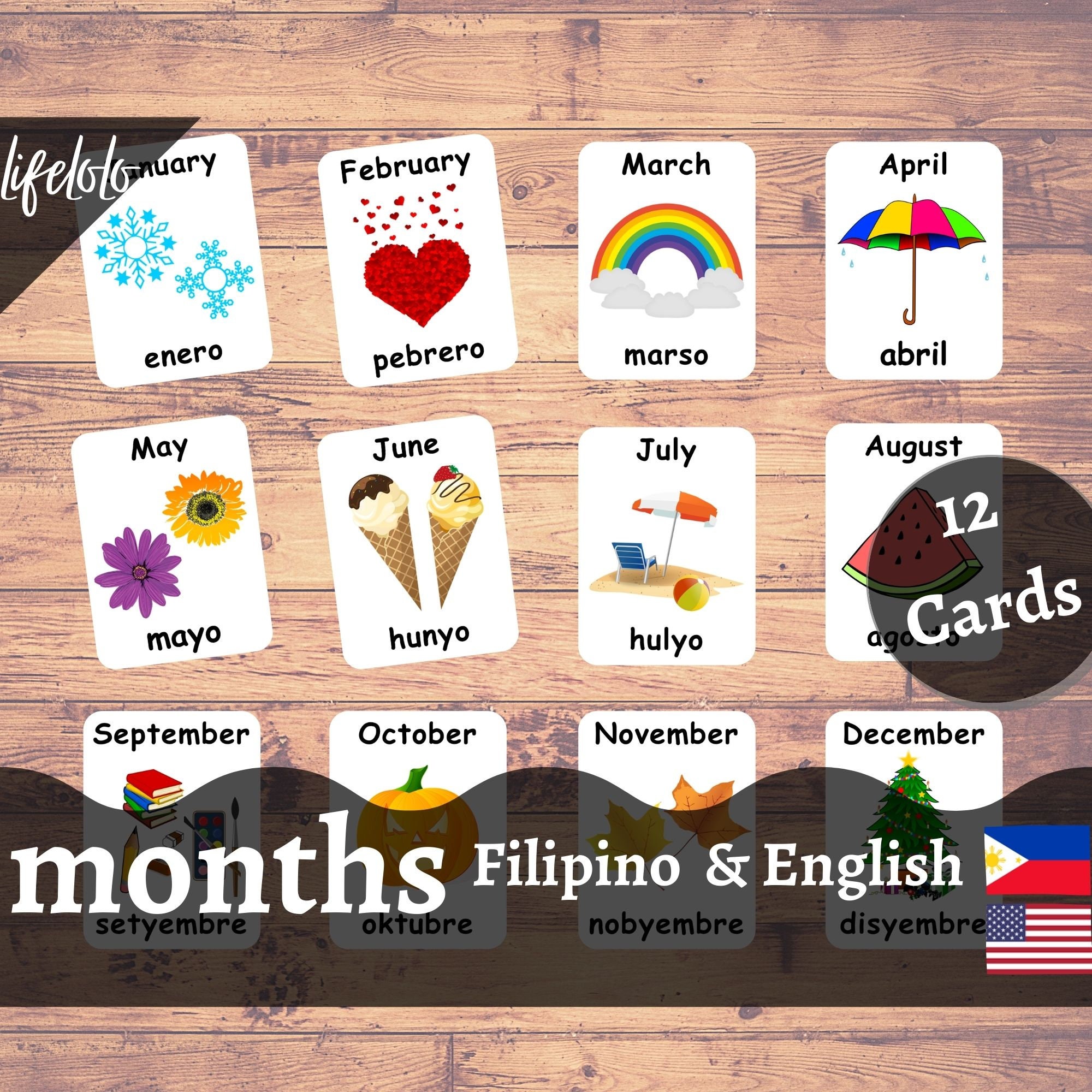 Filipino Laminated Flash Cards Handmade Flash Cards - Etsy